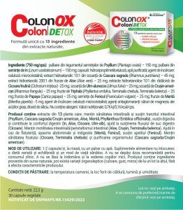 COLONOX COLON DETOX® Detoxifierea - Curatarea Colonului