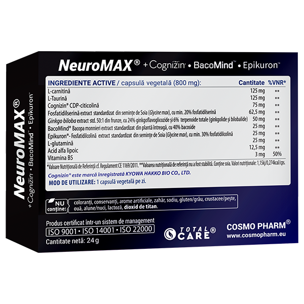 NEUROMAX | Pastile pentru Memorie si Concentrare cu efect Rapid