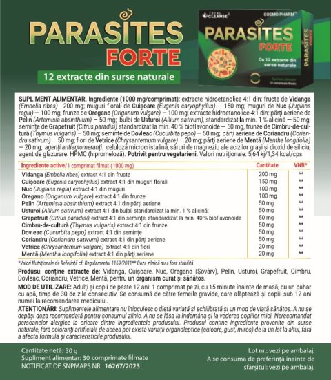 Parasites Forte® – Pentru Paraziti Intestinali si Viermi