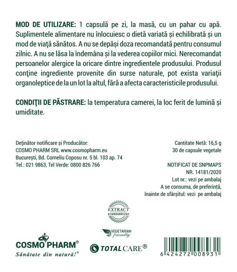 Vitex 800 - Tratament Menopauza, Premenopauza Cosmo Pharm