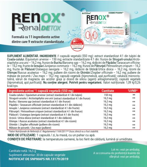 RENOX | Detoxifiere rinichi cu renox renal și diuretice naturale