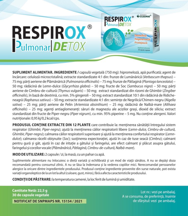 RESPIROX Pulmonar DETOX® | pastile pentru curatarea plamanilor