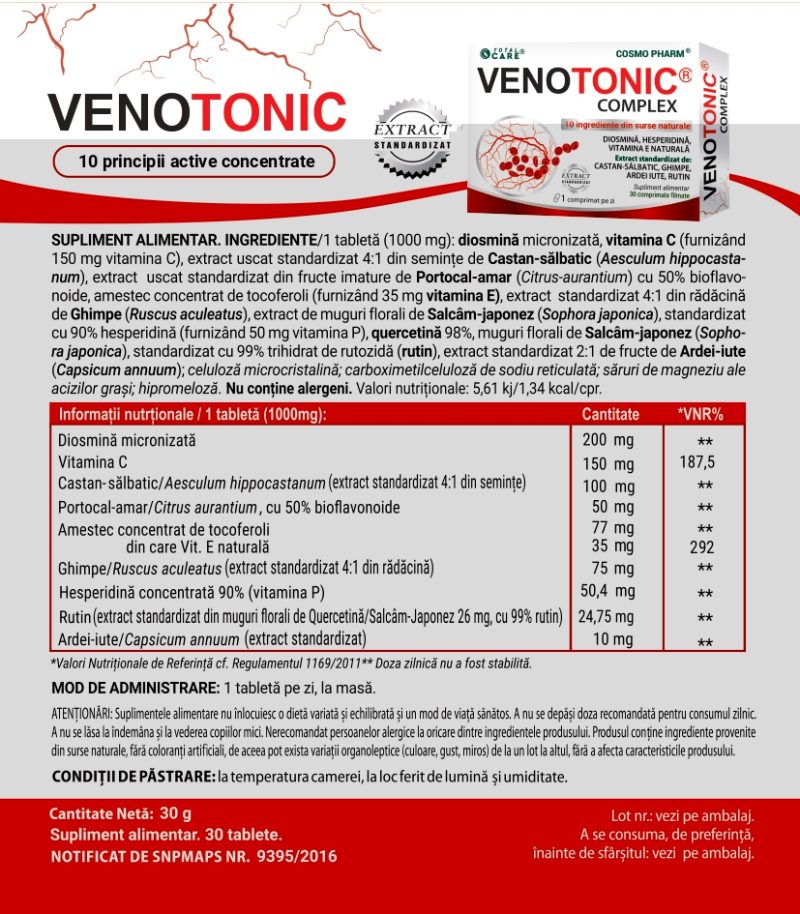 Venotonic - Pastile pentru circulatia sangelui picioare, varice, hemoroizi