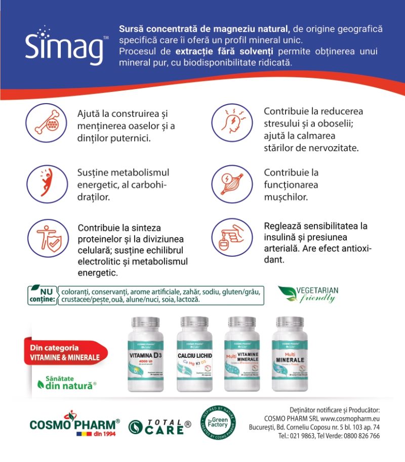 MAGNEZIU MARIN NATURAL PURIFICAT - Simag®55 COSMO PHARM