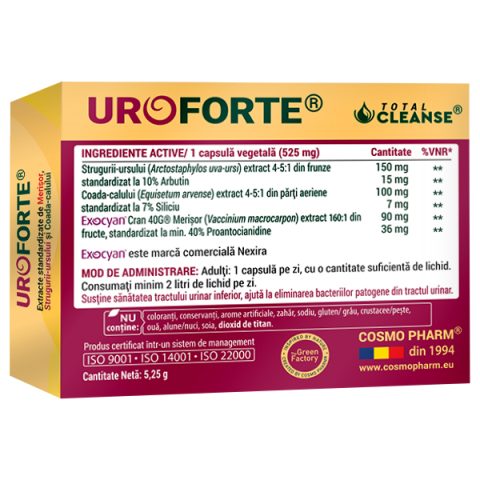 UROFORTE - Supliment Natural Infectii Urinare 1 capsulă/zi