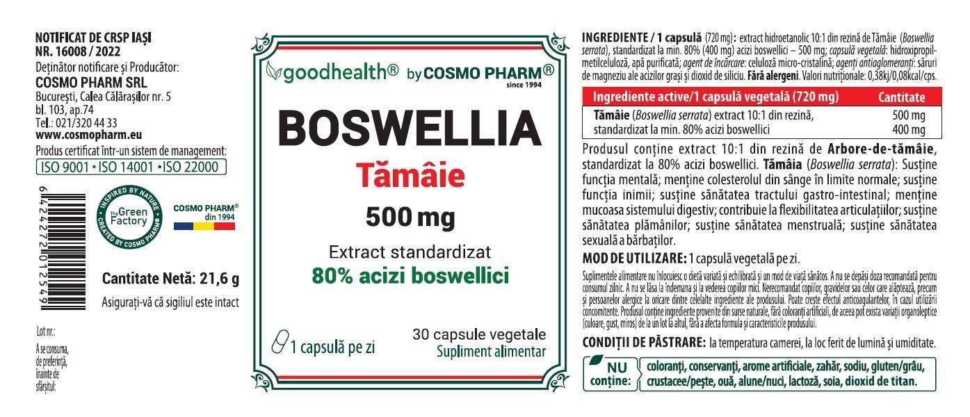 BOSWELLIA – Extract Tămâie – Suplimente Alimentare Naturale COSMO PHARM