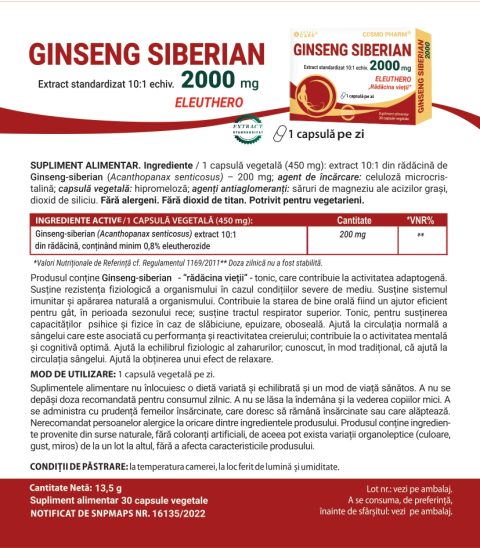 GINSENG SIBERIAN 2000 mg