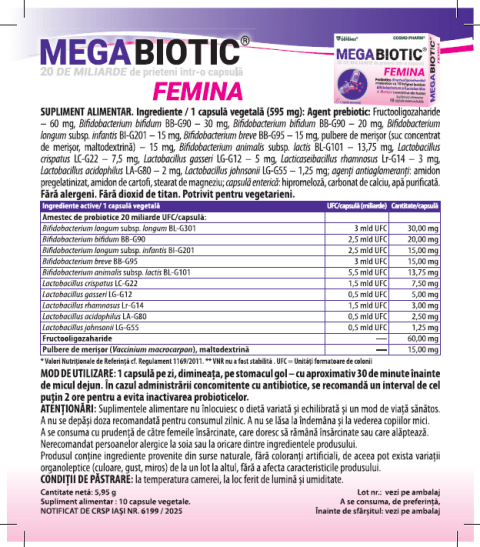 MEGABIOTIC FEMINA - 20 Miliarde de Prieteni într-o capsulă